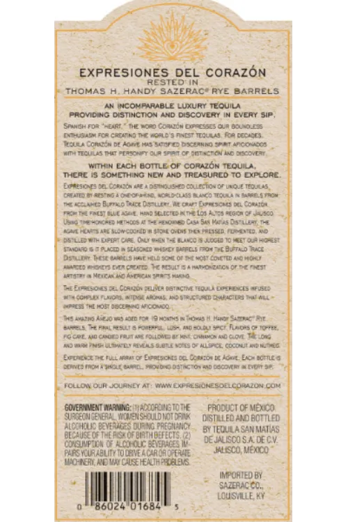 Corazon Expresiones Thomas H Handy Sazerac Anejo | Tequila