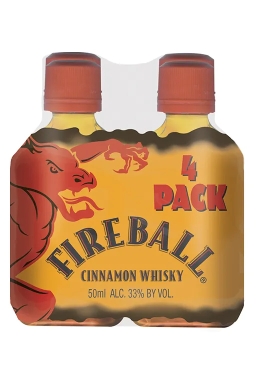 Fireball Whiskey Sizes Fireball Cinnamon Whisky 4 Pack 50ml 50 ML